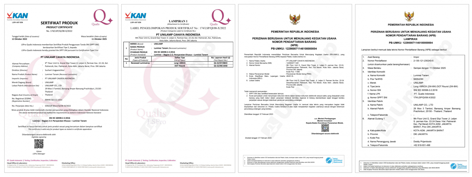 SNI Certification | Unilamp